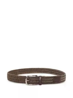 ORTIGNI Woven-leather Belt - Brown