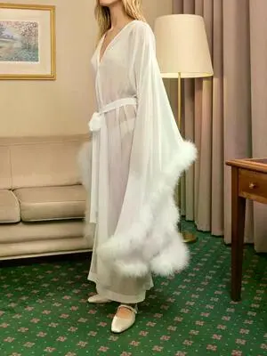 Sleeper Afrodita Feather-trim Robe