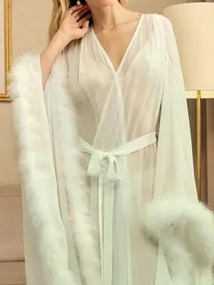 Sleeper Afrodita Feather-trim Robe