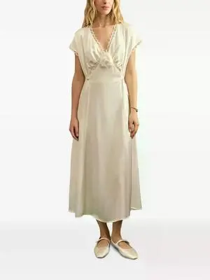 Sleeper Lace-trim Satin Midi Dress