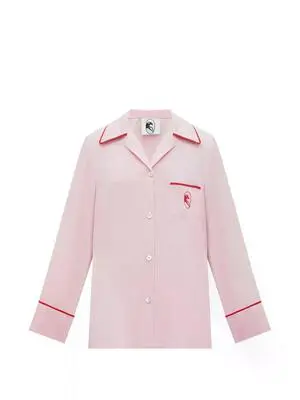 Sleeper Contrast-trim Pocket Pajama-style Shirt - Pink