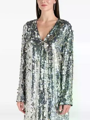 ILTA Blaise Sequin V-neck Maxi Dress - Silver