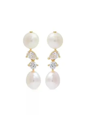 Completedworks Pearl And Cubic Zirconia Embellished Drop Earrings - Gold