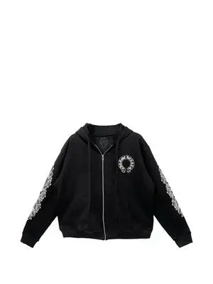 Chrome Hearts Floral Horseshoe Zip-up Thermal Jacket - Black