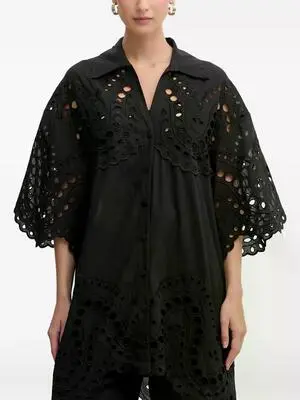 Charo Ruiz Ibiza Tao Eyelet Blouse - Black