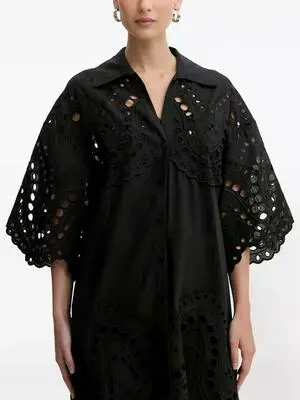 Charo Ruiz Ibiza Tao Eyelet Blouse - Black