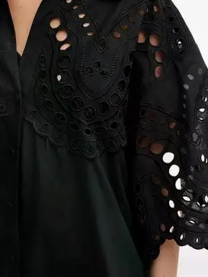 Charo Ruiz Ibiza Tao Eyelet Blouse - Black