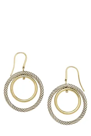 David Yurman Sterling Silver Two-tone Cable Mobile Drop Earrings - Gold