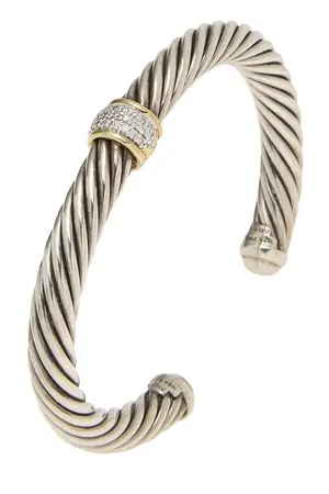 David Yurman Silver Classic Cable Station Bracelet - Gold