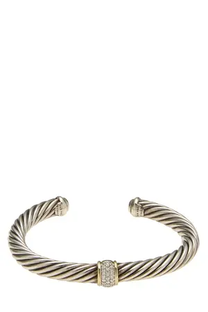 David Yurman Silver Classic Cable Station Bracelet