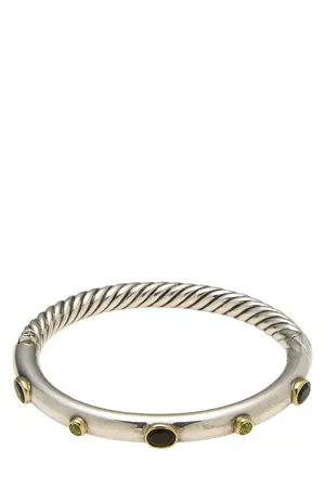 David Yurman Silver Smoky Quartz & Peridot Cable Bangle