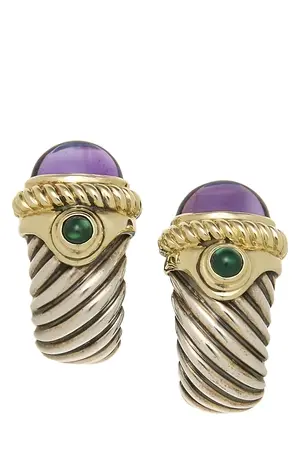 David Yurman Silver Two-tone Renaissance Earrings - Purple