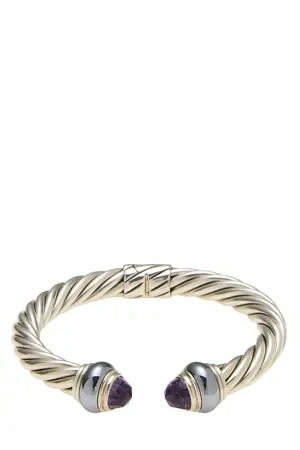 David Yurman Silver Amethyst Classic Cable Hinged Bracelet