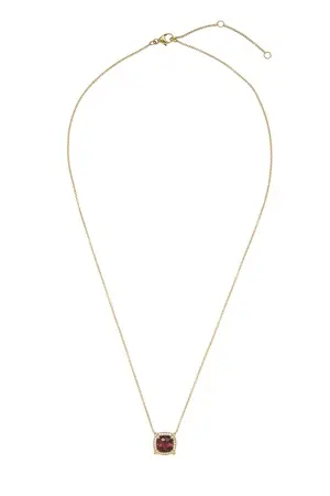 David Yurman Gold Chatelaine Petite Necklace With Garnet And Pavé Diamonds Red