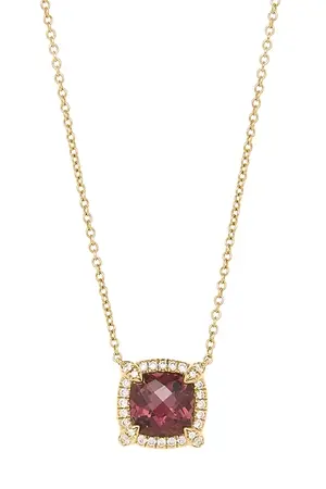 David Yurman Gold Chatelaine Necklace With Garnet And Pavé Diamonds - Red
