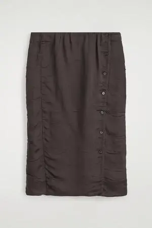 Cos Gathered Crinkled Midi Skirt - Brown
