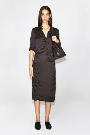 Cos Gathered Crinkled Midi Skirt