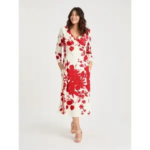 SCARLETT & JO Katie Wrap Midi Dress - Ivory Red
