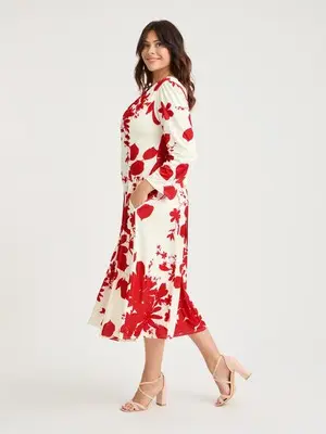 SCARLETT & JO Katie Wrap Midi Dress - Ivory Red
