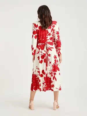 SCARLETT & JO Katie Wrap Midi Dress - Ivory Red