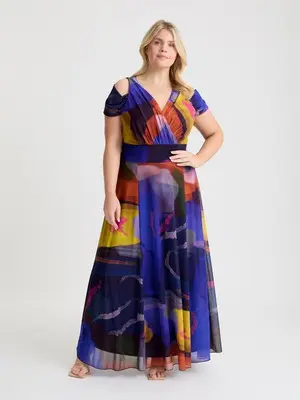 SCARLETT & JO Jasmine Cold Shoulder Maxi Dress - Abstract Multi