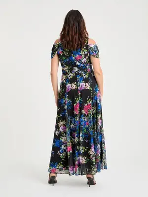 SCARLETT & JO Jasmine Cold Shoulder Maxi Dress - Black Multi