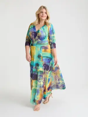 SCARLETT & JO Verity Abstract Print Maxi Gown - Abstract Multi