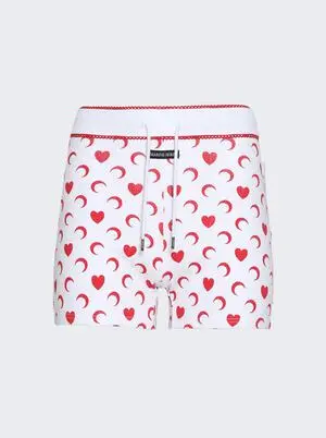 MARINE SERRE Moon Heart Mini Shorts And Red - White