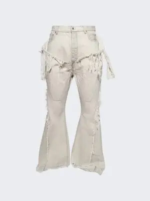 Rick Owens Slivered Bootcut Jeans Milk Wash - Ivory