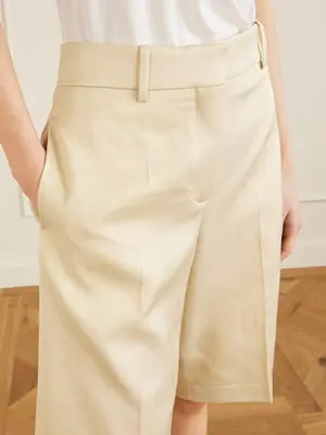Another Tomorrow Twill Straight-leg Shorts - Neutrals