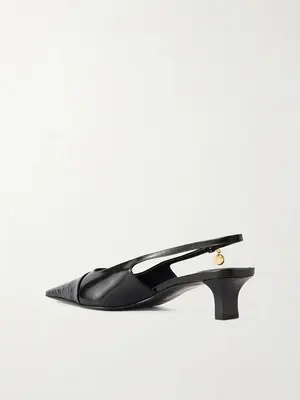 TOD'S Embellished Croc-effect Leather Slingback Pumps