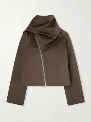 Rick Owens Cropped Scarf Satin-shell Jacket - Gray