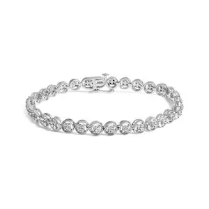 HAUS OF BRILLIANCE Diamond Open Circle Link Tennis Bracelet - Silver