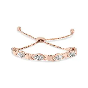 HAUS OF BRILLIANCE Diamond Accent Bolo Bracelet - Rose Gold Over Silver