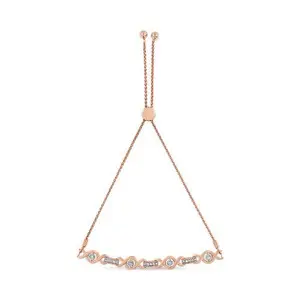 HAUS OF BRILLIANCE Silver Diamond Accent Bolo Bracelet - Rose Gold Over Silver