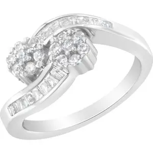 HAUS OF BRILLIANCE 14k Round And Baguette Diamond Ring - White Gold