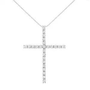 HAUS OF BRILLIANCE Diamond Cross Pendant Necklace - Silver