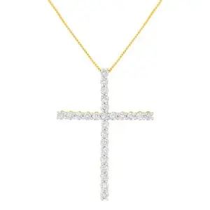 HAUS OF BRILLIANCE Diamond Cross Pendant Necklace - Yellow Gold Over Silver