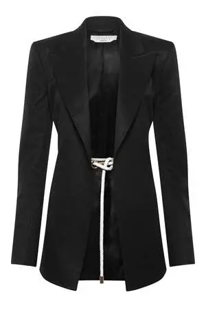 Gabriela Hearst Epona Rope Blazer In Textured Linen Slub - Black