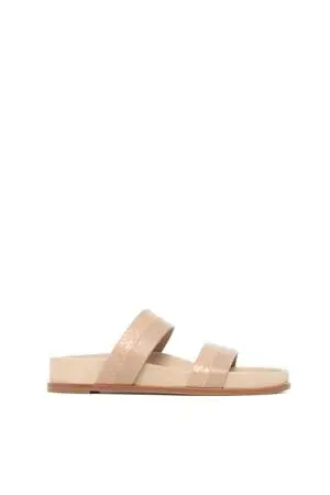Gabriela Hearst Low Striker Flat Sandal In Snakeskin And Nappa Leather - Nude