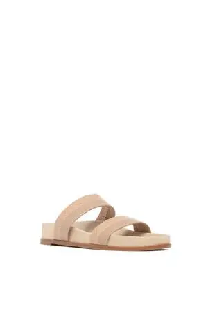 Gabriela Hearst Low Striker Flat Sandal In Snakeskin And Nappa Leather - Nude