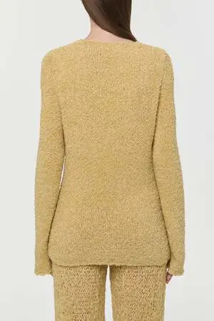 Gabriela Hearst Crescenta Silk Cashmere Linen Crewneck Sweater - Hay