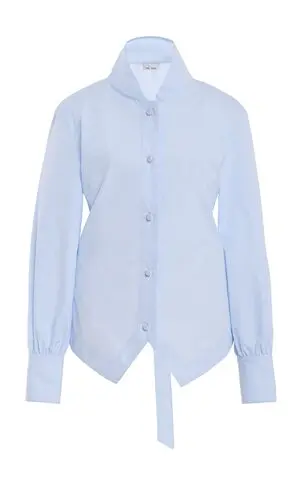 MEL USINE Yves Cotton Poplin Top - Light Blue