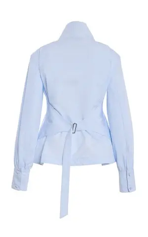 MEL USINE Yves Cotton Poplin Top - Light Blue