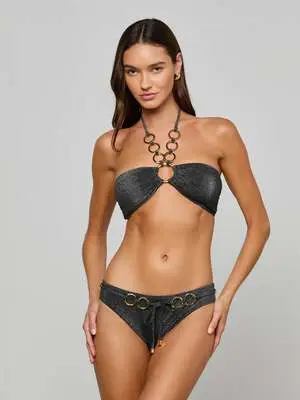 L'Agence Krysta Halter Bikini Top - Black/silver