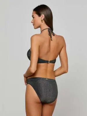 L'Agence Krysta Halter Bikini Top - Black/silver