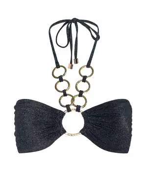 L'Agence Krysta Halter Bikini Top - Black/silver