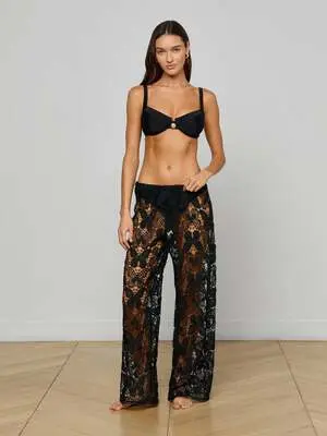 L'Agence Geraldine Cover-up Pants - Black Butterfly Crochet
