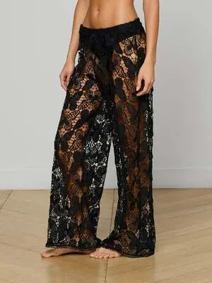 L'Agence Geraldine Cover-up Pants - Black Butterfly Crochet