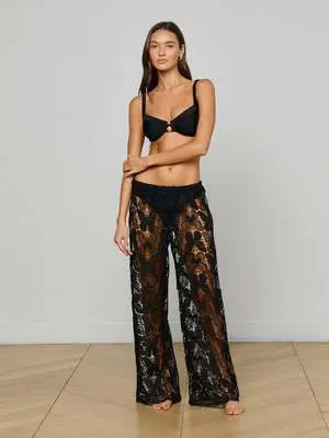 L'Agence Geraldine Cover-up Pants - Black Butterfly Crochet